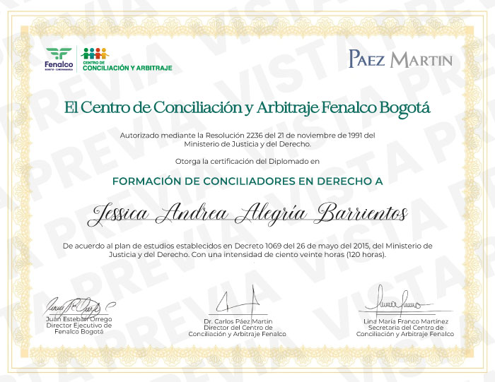 Jessica Andrea Alegría Barrientos - Centro de Conciliación y Arbitraje ...